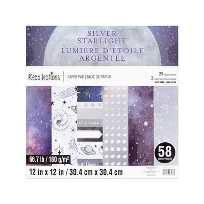 12" x 12" Silver Starlight Paper Pad by Recollections™, 58 Sheets ...