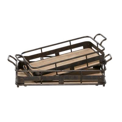 Brown Metal Industrial Tray Set | Michaels