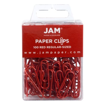 JAM Paper 1" Colorful Standard Paper Clips, 2 Packs of 100, Color: Red ...