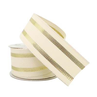 Buy in Bulk - 12 Pack: 1.5" x 3yd. Wired Ticking Stripe Ribbon by ...