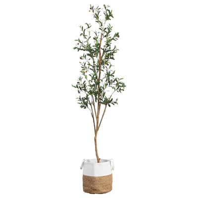 7ft. Olive Tree with Natural Trunk in Handmade Jute Basket | Michaels