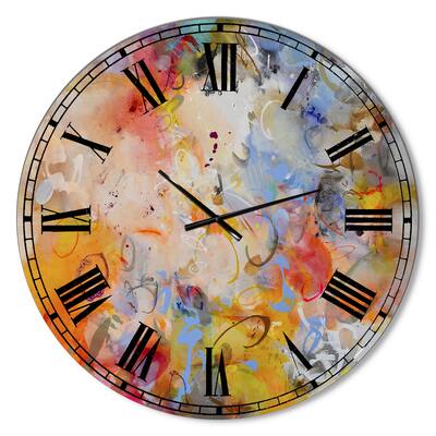 Designart Blue And Yellow Color Whirls Wall Clock, Size: 36" x 36 ...