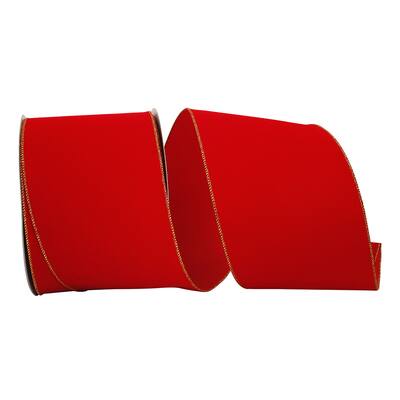 Reliant 6" x 50yd. Velvet Wired Value Ribbon, Color: Red/Gold | Michaels
