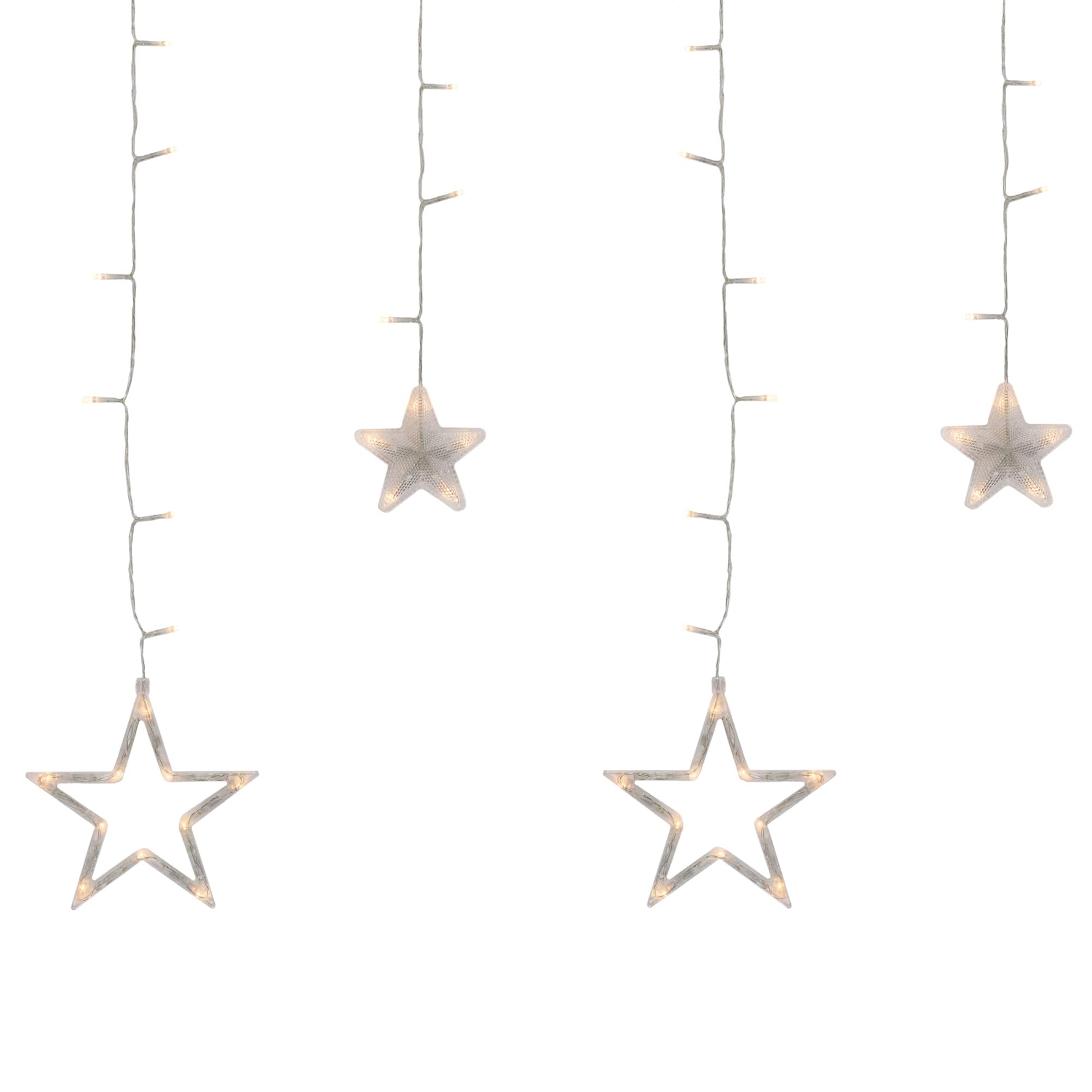 138ct. Clear LED Star Drop Window Curtain Christmas Lights with Clear ...