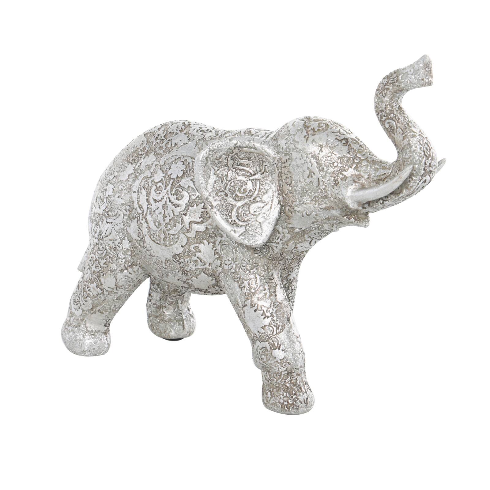 10" Silver Elephant Engraved Floral Sculpture | Michaels