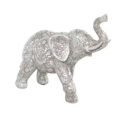 10" Silver Elephant Engraved Floral Sculpture | Michaels