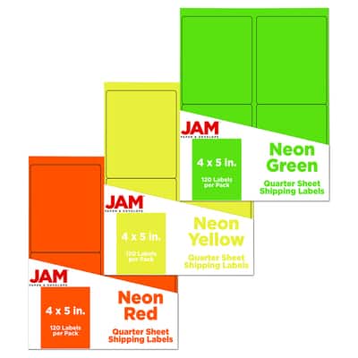 JAM Paper Extra Large Bright Neon Shipping Address Label Stickers ...