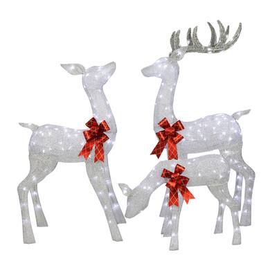 Buy in Bulk - 6 Pack: Outdoor Pre-Lit Silver Deer Family Set | Michaels