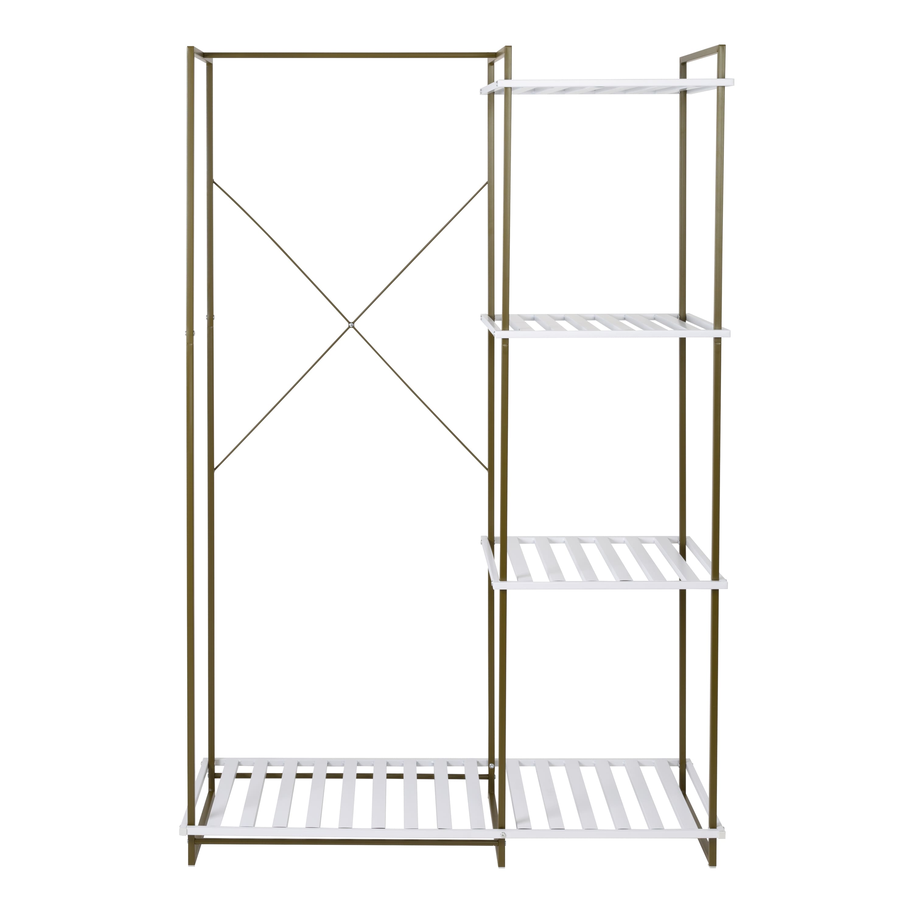 Honey Can Do Olive & White Freestanding Open Metal Closet Wardrobe ...