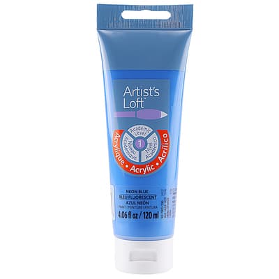 4oz. Acrylic Paint by Artist's Loft™, Size: 4 fl oz, Color: Neon Blue ...