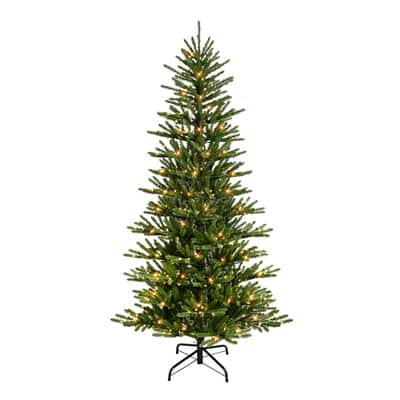 6.5ft. Pre-Lit Mountain View Spruce Artificial Christmas Tree, Clear ...