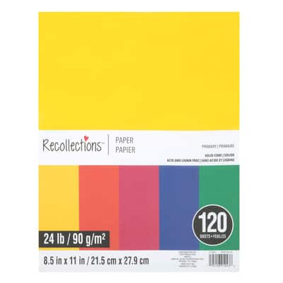 8.5" x 11" Mixed 24lb. Solid Core Paper Pack by Recollections™, 120 ...