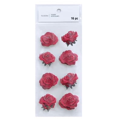 Buy in Bulk - 12 Packs: 16 ct. (192 total) Red Roses Floral Dimensional ...