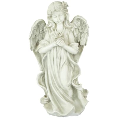 17" Peaceful Angel Holding a Rose Outdoor Garden Statue | Michaels