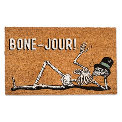 Bone-Jour Skelly Lounging Skeleton Doormat | Michaels
