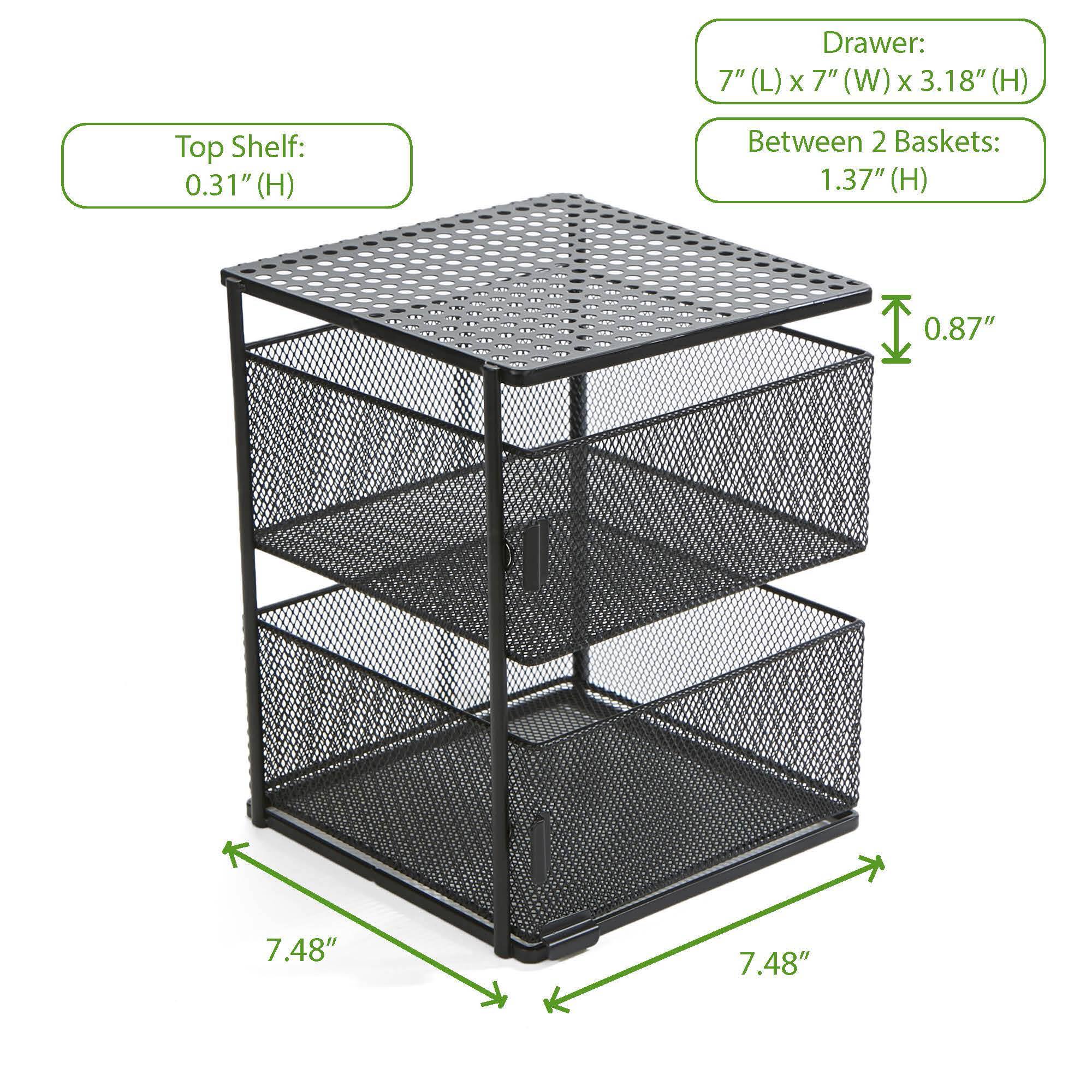 Mind Reader Black 2-Tier Metal Mesh Magnetic Organizer Slide Out Basket ...