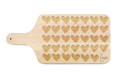 Love And Hearts 17" x 8" Maple Paddle Cutting Board | Michaels