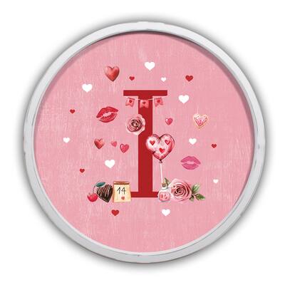 20" Valentine Things White Framed Round Monogram Print | Michaels