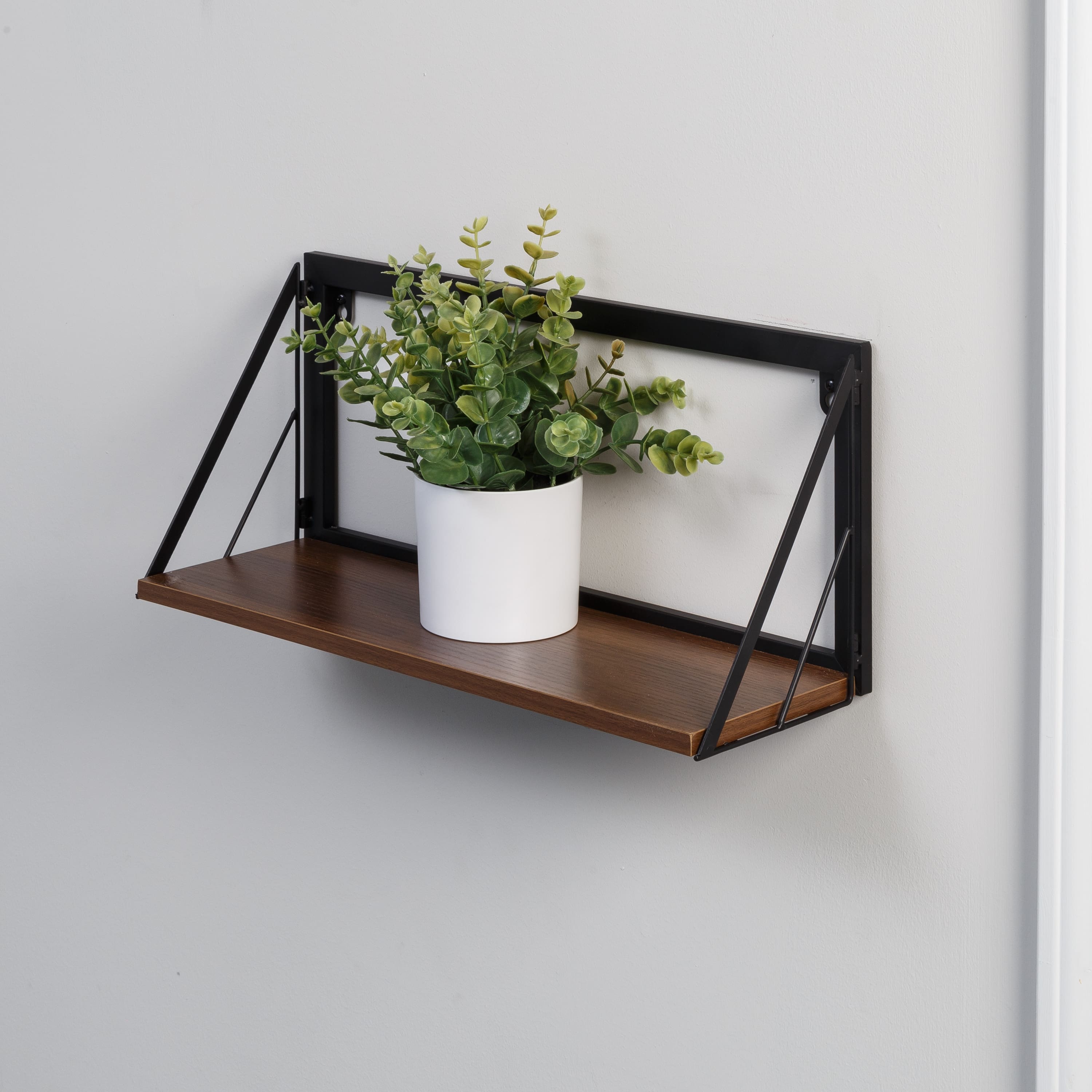 Honey Can Do Small Walnut Mid Century Modern Wall Mounted Shelf | Michaels