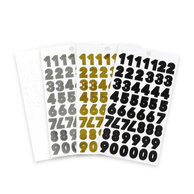 Black, Gold, Silver & White Block Number Stickers by Recollections ...