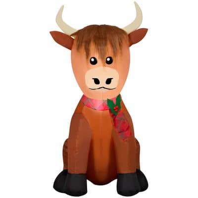 3.5ft. Airblown® Inflatable Christmas Highland Cow with Plush Accents ...