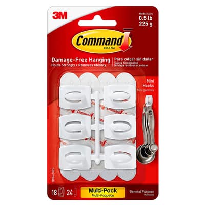 3M Command™ Mini Hooks, Color: White, Count: 18 | Michaels