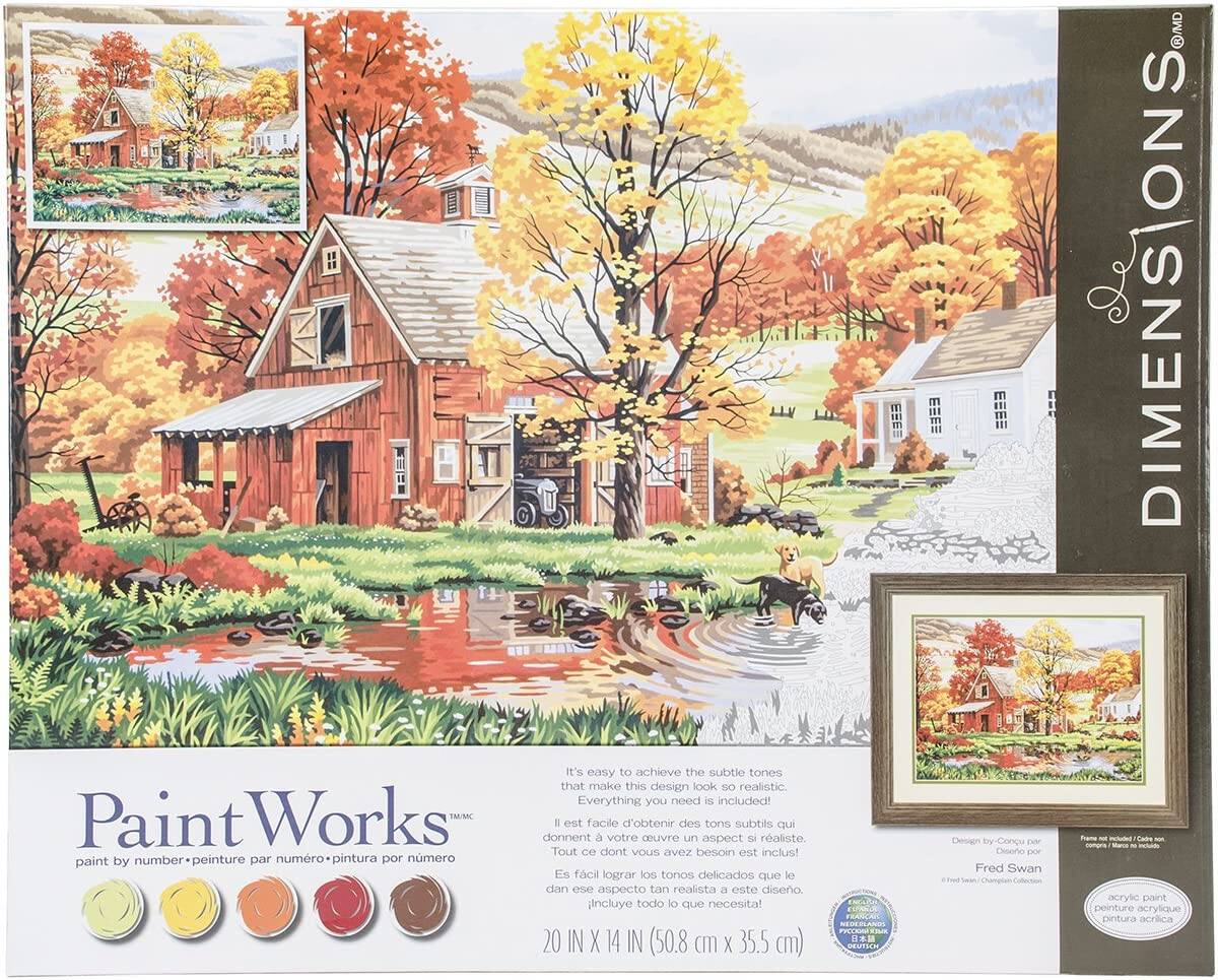 Dimensions® PaintWorks™ Dogs in Autumn Paint-by-Number Kit | Paint by ...