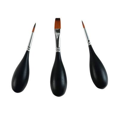 Mixed Media 3 Piece Egg-Shaped Round & Flat Paint Brush Set by Artist's ...