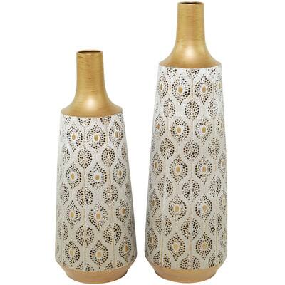 White Metal Vase with Diamond Pattern Set | Michaels