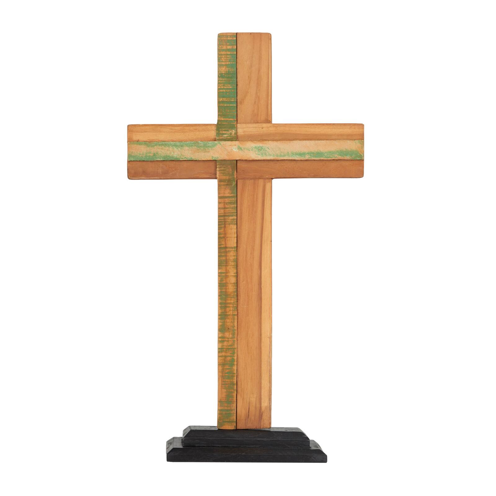 21" Brown Natural Cross Sculpture | Michaels