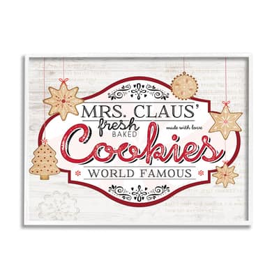 Stupell Industries Vintage Mrs. Claus Cookies Sign Framed Giclee Art ...