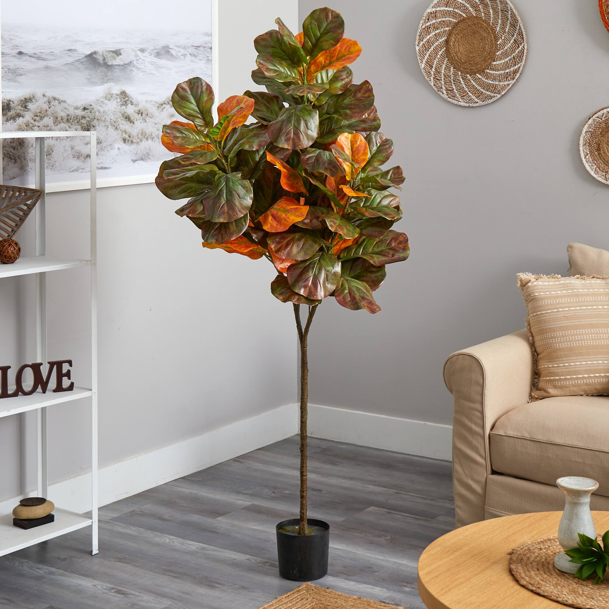 6ft. Potted Autumn Fiddle Leaf Tree | Fall Trees | Michaels