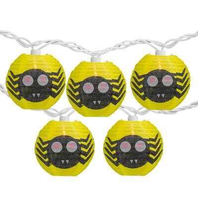 10ct. Yellow & Black Spider Paper Lantern Halloween Lights | Michaels