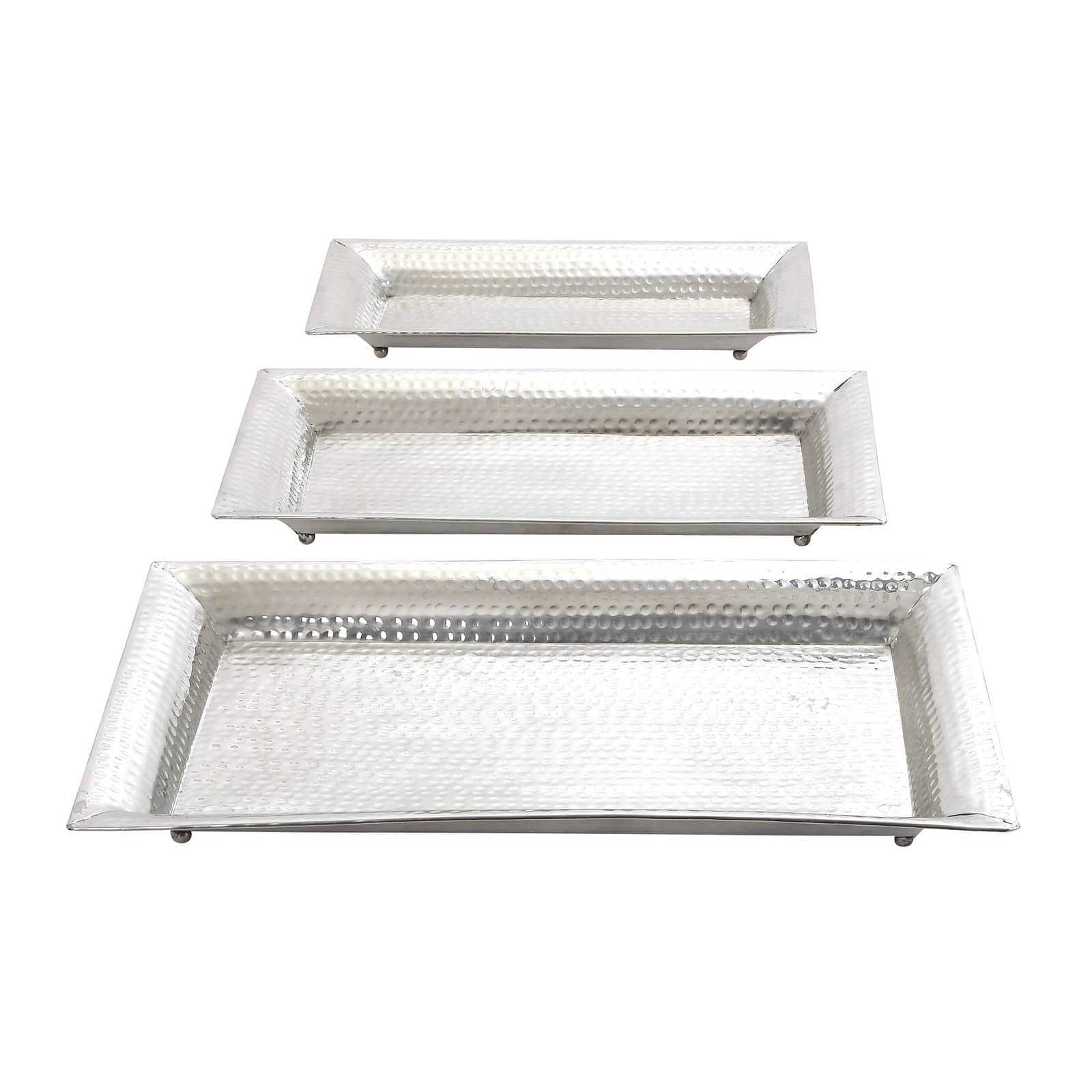 Metallic Silver Aluminum Traditional Tray Set | Michaels