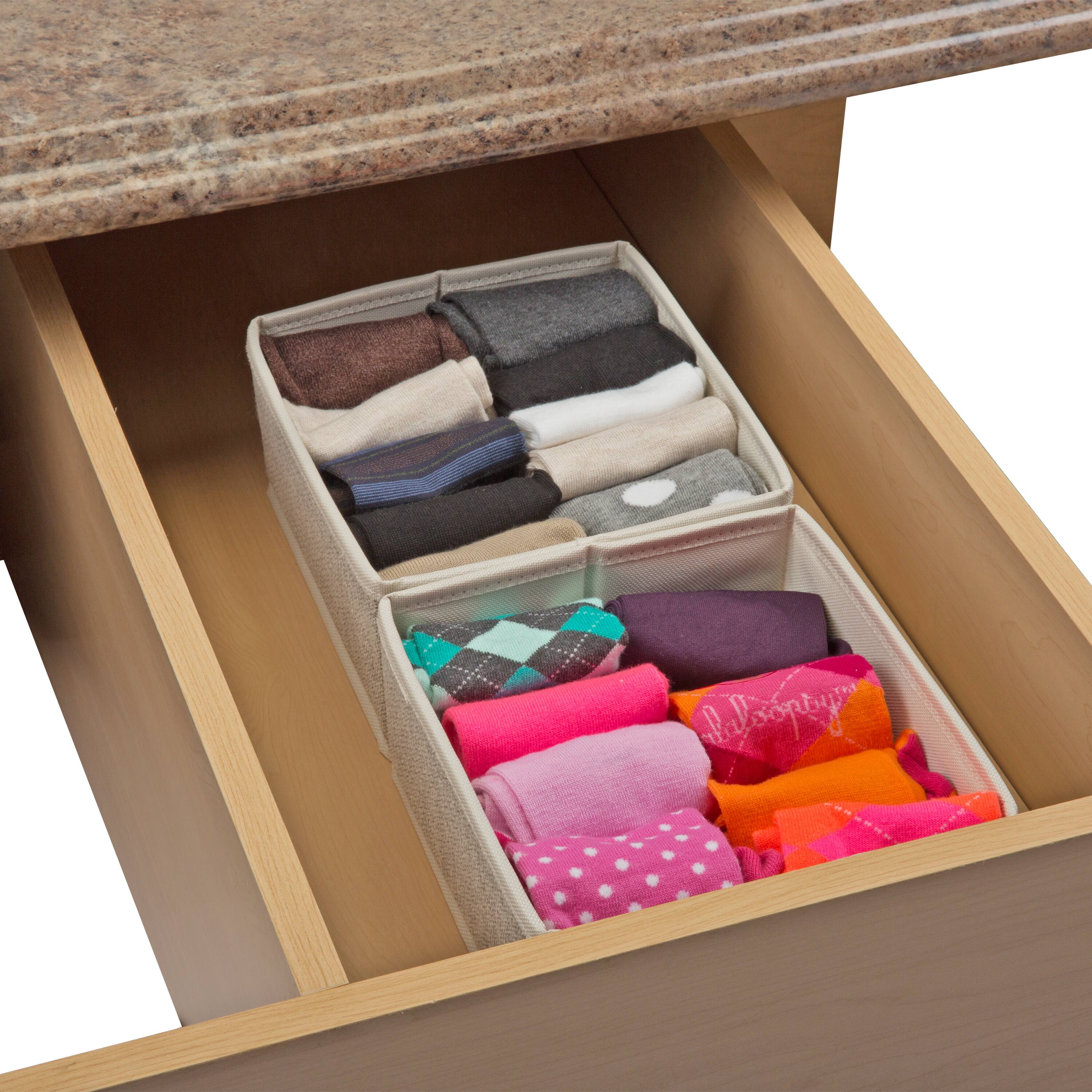 Simplify Faux Jute Medium Square Compartment Drawer Organizer, 2ct ...