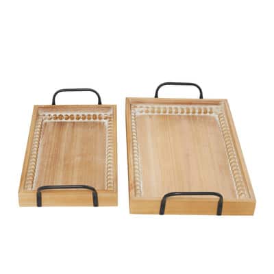 Wooden Carved Beaded Tray Set | Michaels