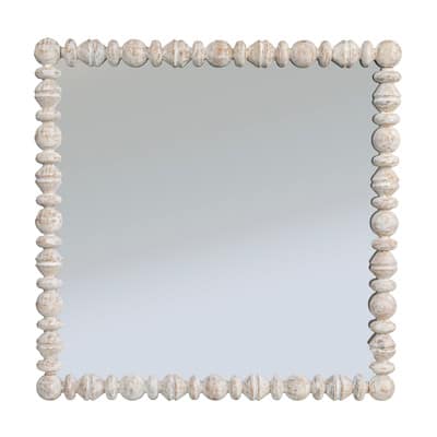 Hello Honey® 25.75" White Square Raised Dowel Wood Wall Mirror | Michaels