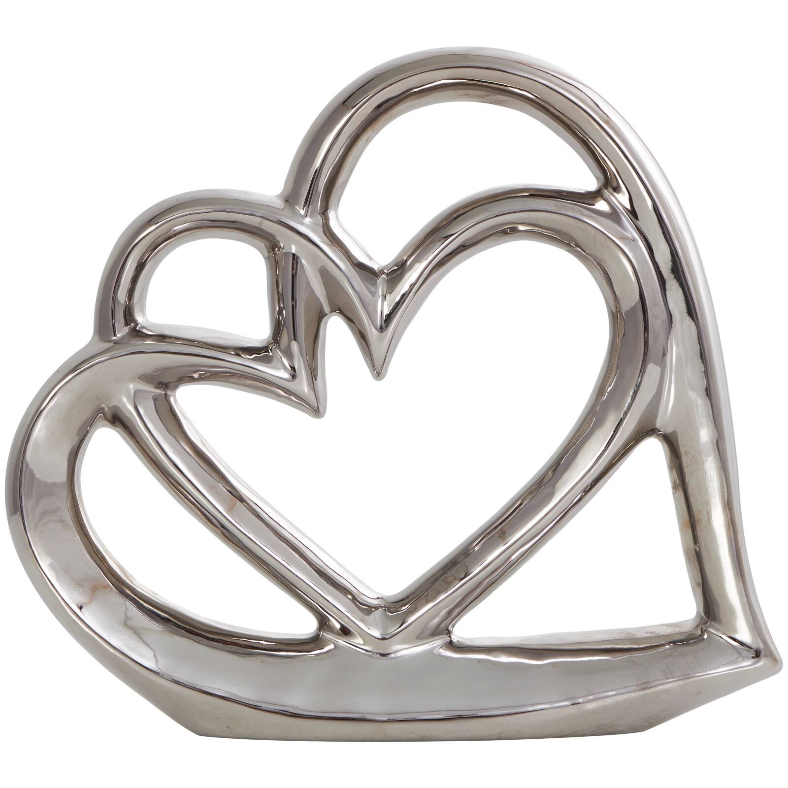 10" Silver Ceramic Heart Abstract Overlapping Sculpture | Michaels