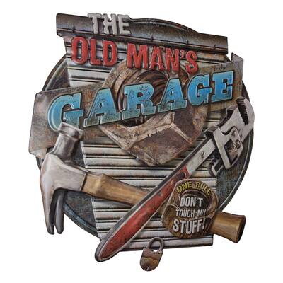 American Art Décor™ 16.5" The Old Man's Garage Embossed Metal Sign ...