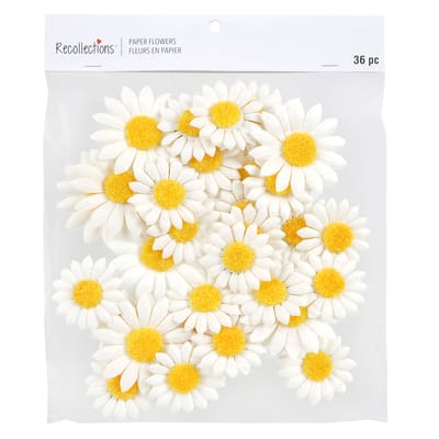Buy in Bulk - 12 Packs: 36 ct. (432 total) White Daisy Paper Flowers by ...