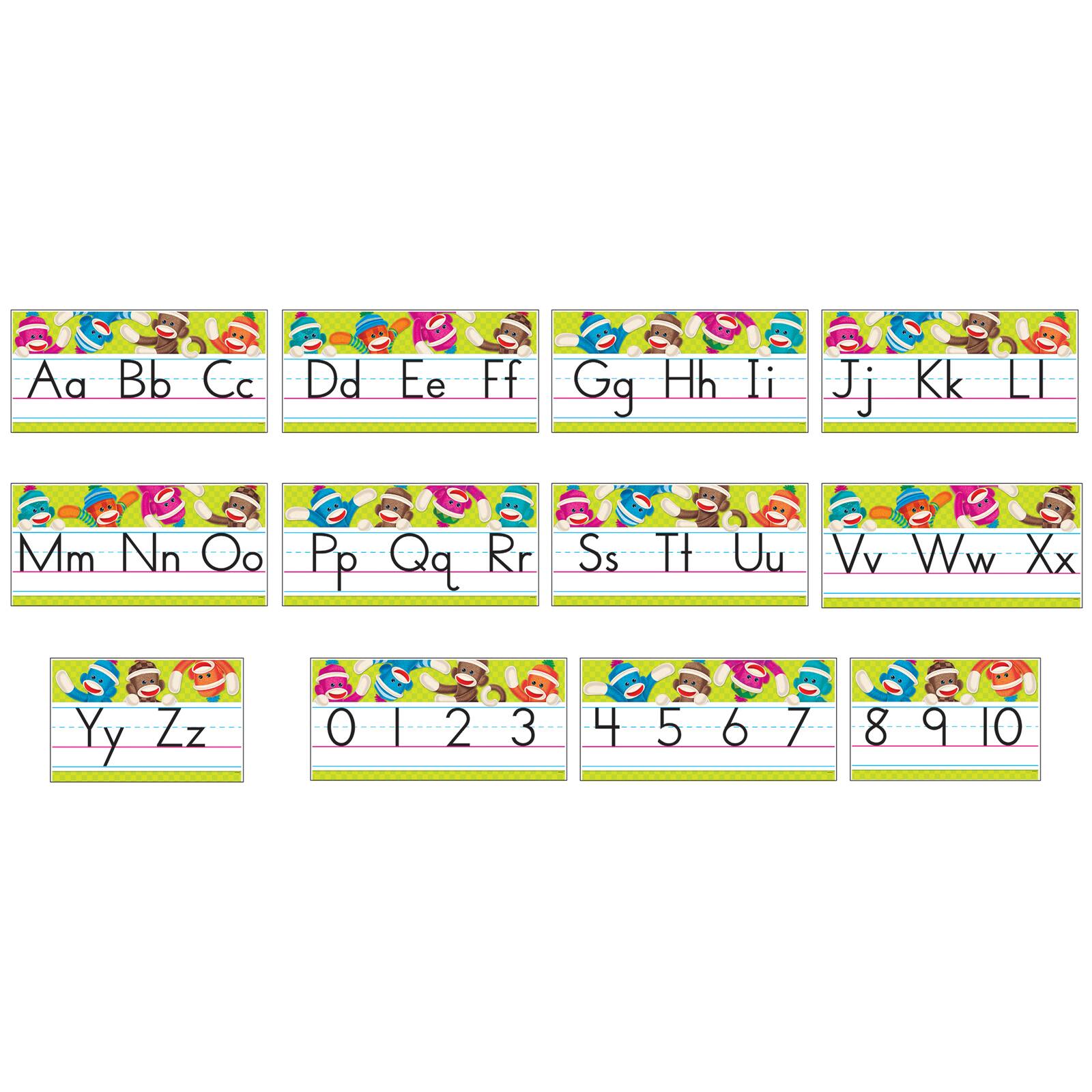 Sock Monkeys Alphabet Line Standard Manuscript Bulletin Board Set ...