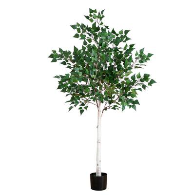 5ft. Potted Pre-Lit Artificial Birch Tree with Warm White LED Lights ...