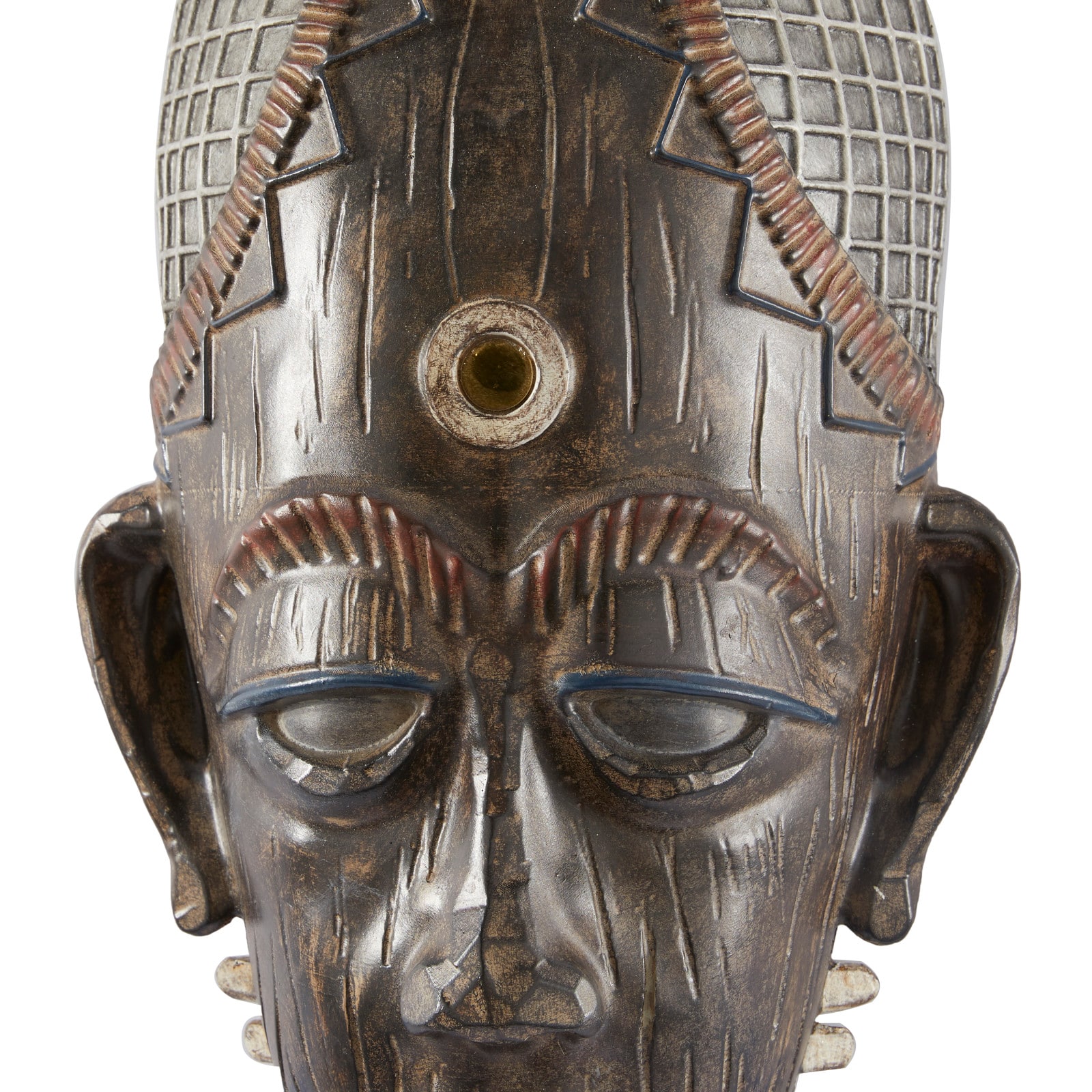 Brown Polystone Primitive African Mask Sculpture 8" x 4" x 18" | Wall ...