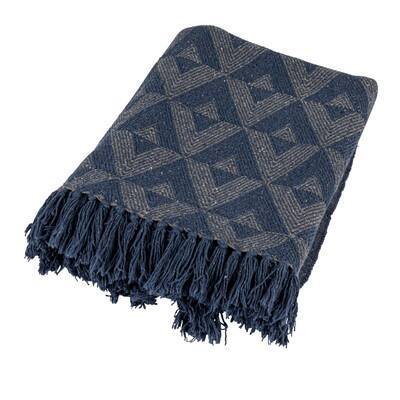 Hello Honey® Blue Azure Triad Cotton Blend Throw with Fringe | Michaels