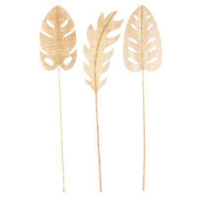 79" Light Brown Bamboo Wood Woven Palm Leaf Set | Michaels