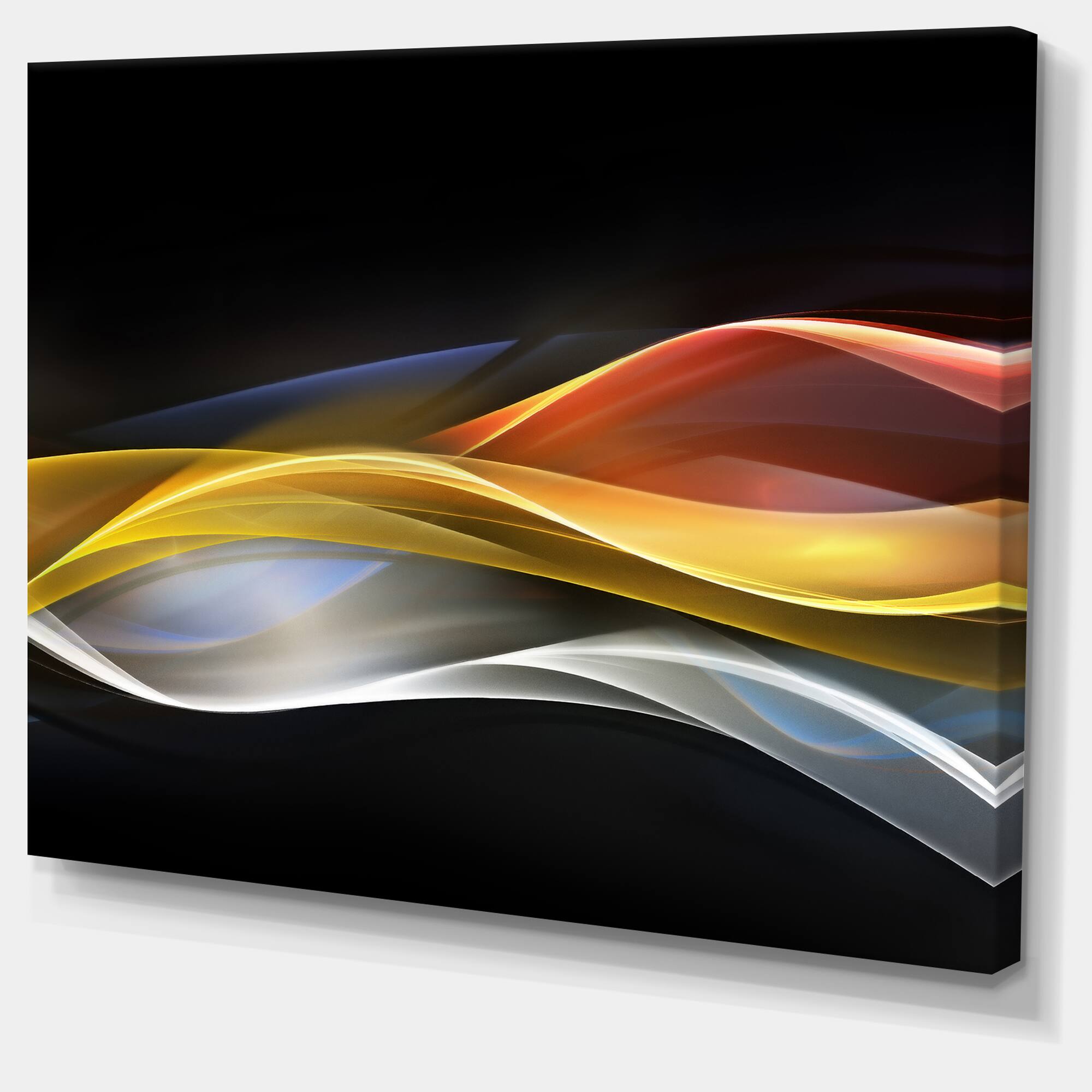 Designart - 3D Gold Silver Wave Design - Abstract Canvas art print ...