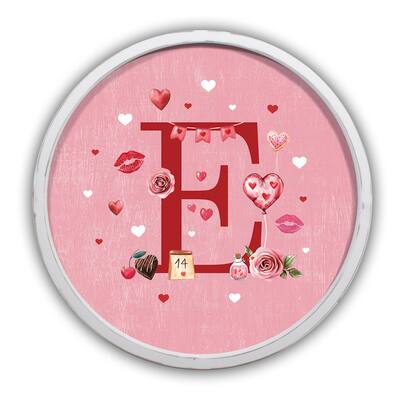 20" Valentine Things White Framed Round Monogram Print | Michaels