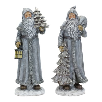 12.75" Silver Santa Figurine Set | Michaels