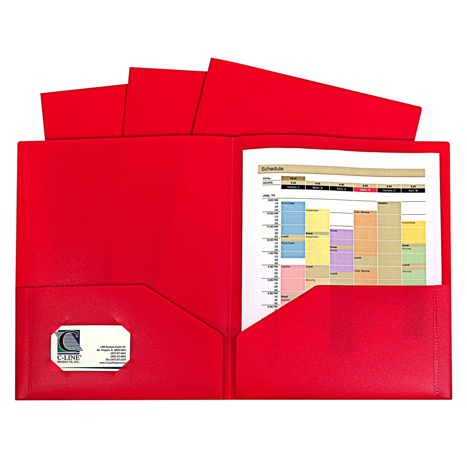 C-Line® Red Two-Pocket Poly Portfolios Without Prongs, 10ct. | Michaels