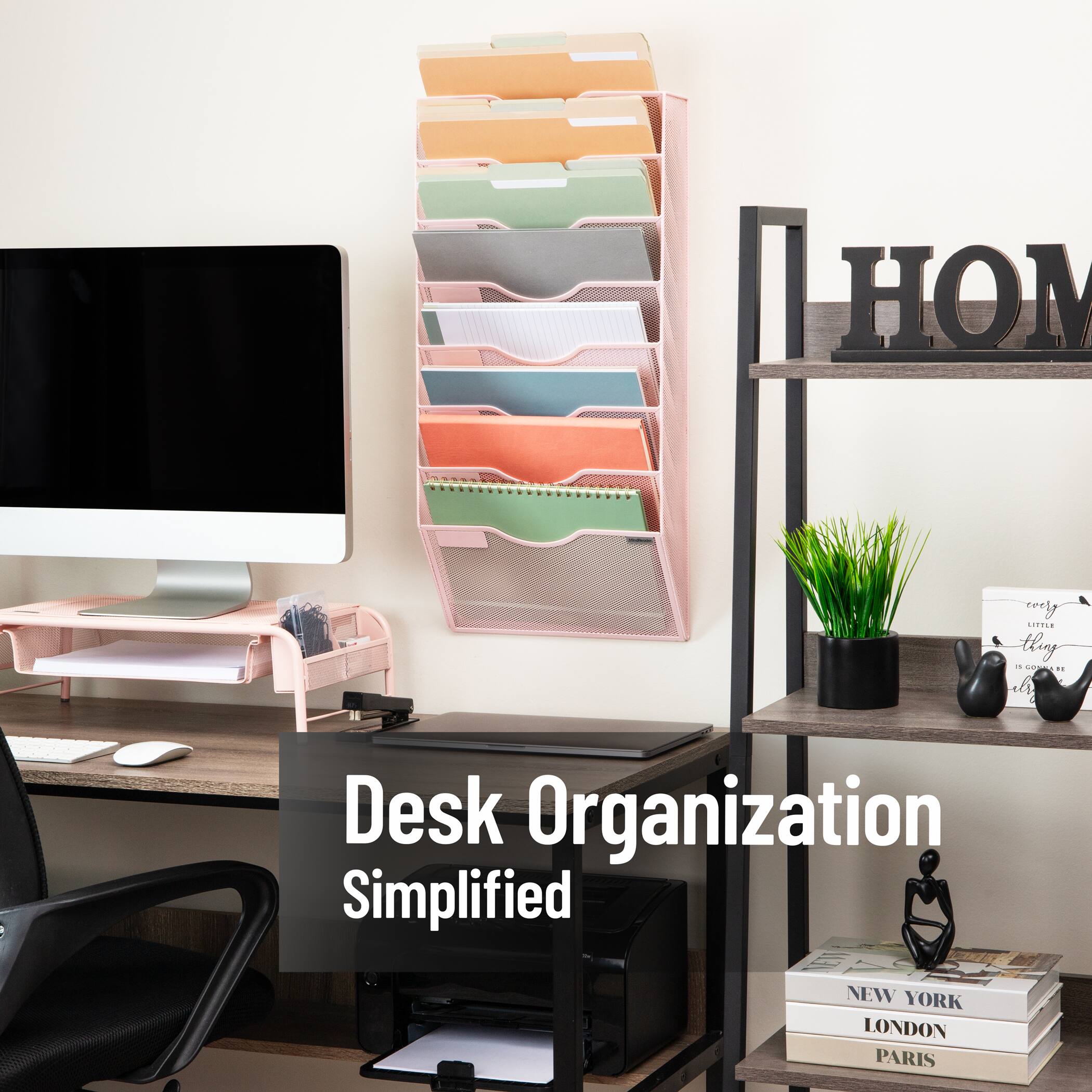 Mind Reader Wall File Organizer, 8 Pocket Hanging Document Rack, Office ...